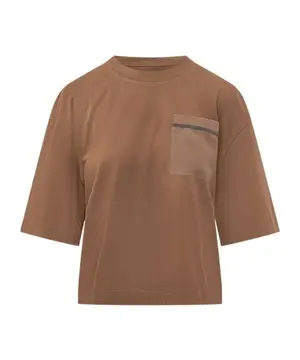 Brunello Cucinelli Embellished Pocket T-shirt - Brown