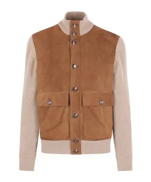 Brunello Cucinelli High-neck Buttoned Jacket - Brown