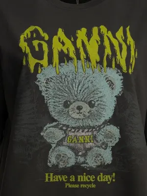 GANNI Forest Teddy Graphic T-shirt - Phantom Black