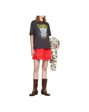 GANNI Forest Teddy Graphic T-shirt - Phantom Black