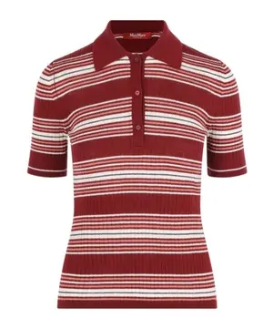 Max Mara Striped Short-sleeve Polo Shirt - Red