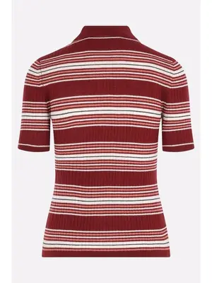 Max Mara Striped Short-sleeve Polo Shirt - Red