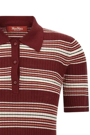 Max Mara Striped Short-sleeve Polo Shirt - Red