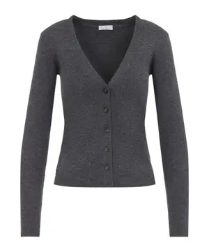 Brunello Cucinelli Long-sleeve Knit Top - Grey