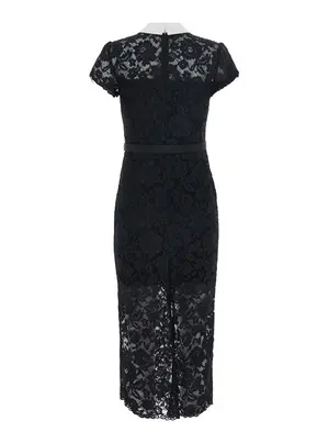 SELF-PORTRAIT Lace Contrast-collar Midi Dress