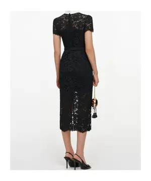 SELF-PORTRAIT Lace Contrast-collar Midi Dress