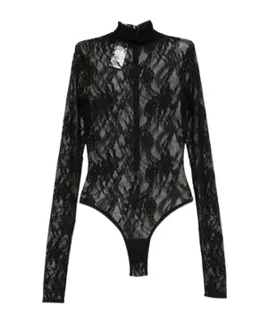 Andamane Ziggy Lace-patterned High-neck Bodysuit - Black