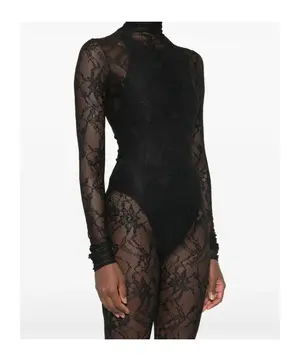 Andamane Ziggy Lace-patterned High-neck Bodysuit