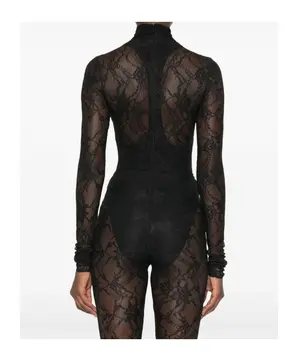 Andamane Ziggy Lace-patterned High-neck Bodysuit