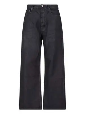Rick Owens Geth Waxed Wide-leg Jeans - Black