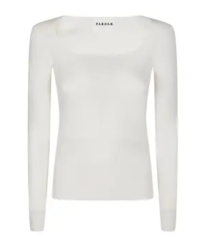 P.a.r.o.s.h Long U Neck Long Sleeve Sweater - White
