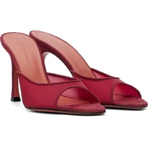 Amina Muaddi Alexa 95 Mesh High-heeled Sandals - Ruby Red