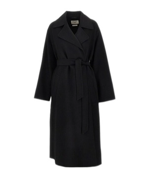 Max Mara Belted Long Coat - Black