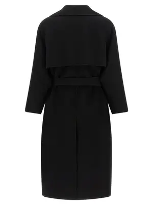 Max Mara Belted Long Coat - Black