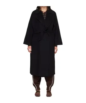 Max Mara Belted Long Coat - Black