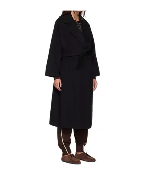 Max Mara Belted Long Coat - Black