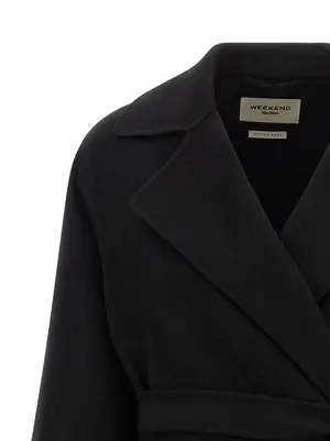 Max Mara Belted Long Coat - Black
