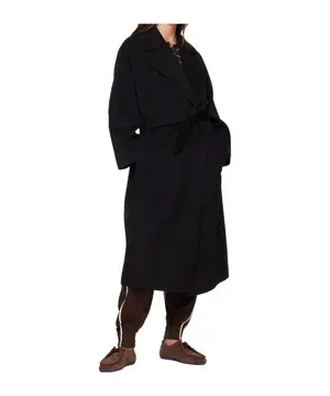 Max Mara Belted Long Coat - Black