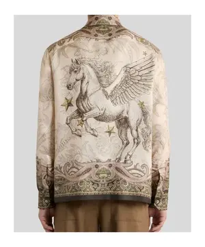 Etro Silk Twill Shirt With Placed Pegaso Print