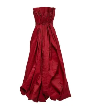Magda Butrym Pleated Corset Bubble Midi Dress - Red