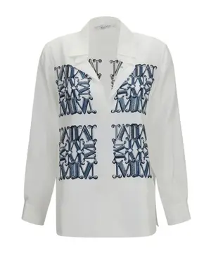 Max Mara Monogram-print Silk Blouse