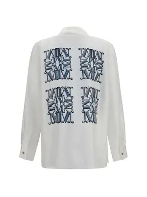 Max Mara Monogram-print Silk Blouse