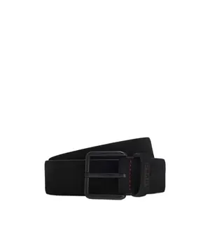 Hugo Boss Suede Belt With Tonal Pin Buckle - Black