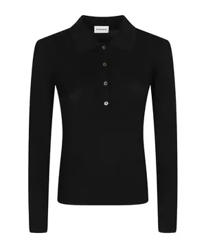 P.a.r.o.s.h Ribbed-knit Polo Top - Black