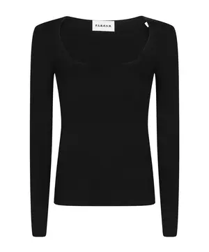 P.a.r.o.s.h Long U Neck Long Sleeve Sweater - Black