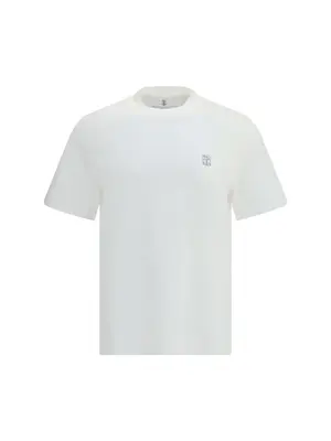 Brunello Cucinelli Logo Printed Crewneck T-shirt - White
