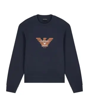 Emporio Armani Double Jersey Sweatshirt With Logo - Navy Blue
