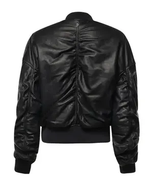DONDUP Ruched Leather Bomber Jacket