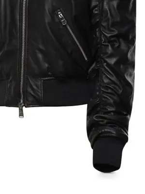 DONDUP Ruched Leather Bomber Jacket