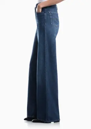 Emporio Armani High-waisted Wide-leg Jeans With Distressed Finish - Blue