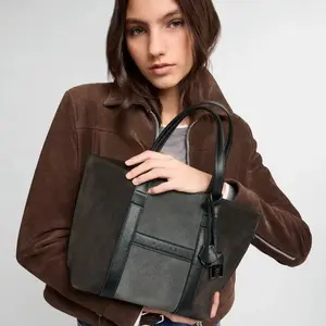 Hogan Script Shopping Bag Small - Brown-grey