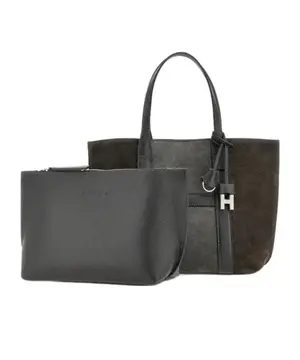 Hogan Script Shopping Bag Small - Brown-grey