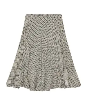DIESEL® Midi Skirt In Seersucker-effect Check - Gray