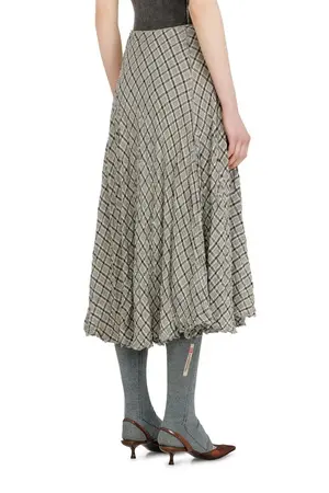 DIESEL® Midi Skirt In Seersucker-effect Check