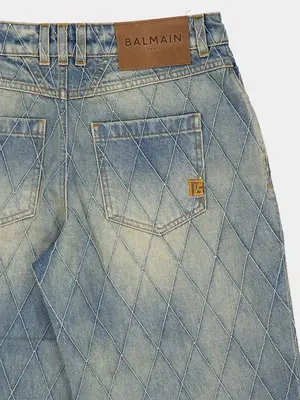 Balmain Quilted Faded Jeans