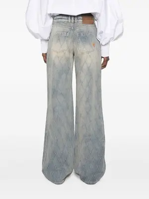 Balmain Diamond-quilted Wide-leg Jeans - Light Blue