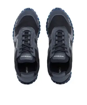 Emporio Armani Ripstop And Mesh Sneakers With Textured Rubber Sole