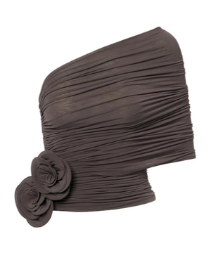 Magda Butrym Floral-print Draped Off-the-shoulder Top - Brown