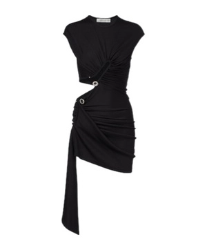 Christopher Esber Droplet Crystal Ribbed-knit Jersey Minidress - Black