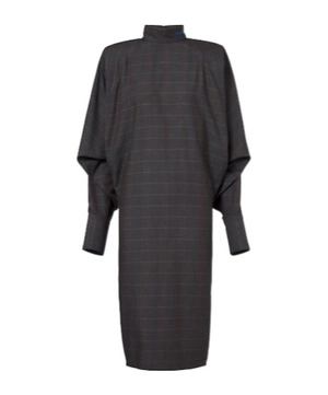 MUGLER Checked Draped Midi Dress
