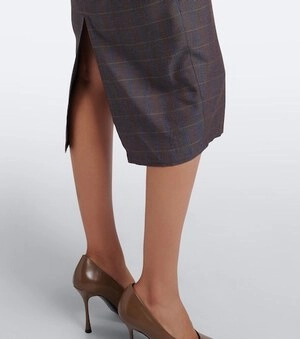 MUGLER Checked Draped Midi Dress