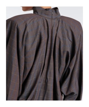 MUGLER Checked Draped Midi Dress