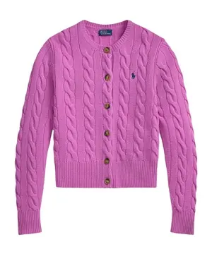 Polo Ralph Lauren Cable-knit Logo-embroidered Cardigan - Thistle Pink