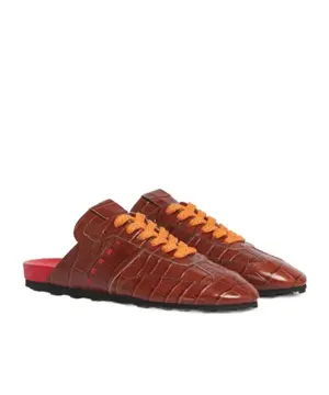 Marni Croc-effect Leather Slip-on Sneakers - Brown