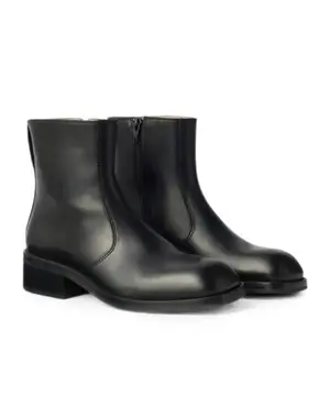 LEMAIRE Zipped Ankle Boots In Shiny Leather