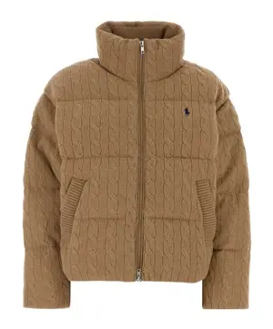 Polo Ralph Lauren Cable Wool-cashmere Puffer Jacket - Light Brown